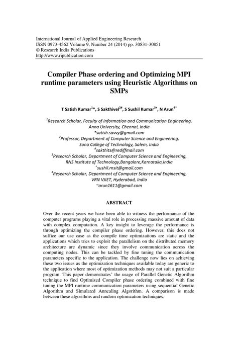 Pdf Compiler Phase Ordering And Optimizing Mpi Runtime Parameters