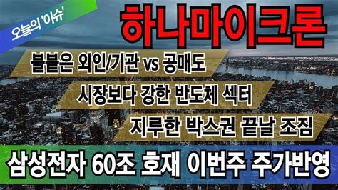 하나마이크론 불붙은 외인기관 Vs 공매도 시장보다 강한 반도체 섹터 지루한 박스권 끝날 조짐 삼성전자 60조 호재 이번주 주가반영 하나마이크론주가 Youtube