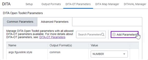 setting dita ot advanced parameters
