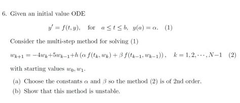 solved 6 given an initial value ode y f t y for a