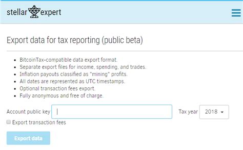 automated stellar transactions data export for tax reporting r stellar
