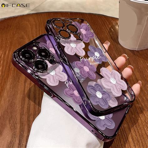For Tecno Spark Go Phone Case Purple Oil Painting Painted Flower Flowers Floral Plating