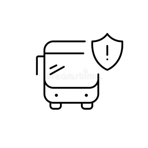 Public Bus Shield And Exclamation Mark Road And Transport Safety Danger Notifications Stock