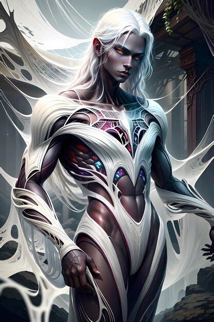 Premium Ai Image Futuristic Drow Dark Elf With Glowing Eyes