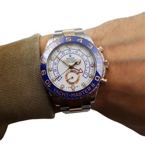 Rolex Yacht Master Ii 18k Rose Gold Steel White Dial Automatic Mens