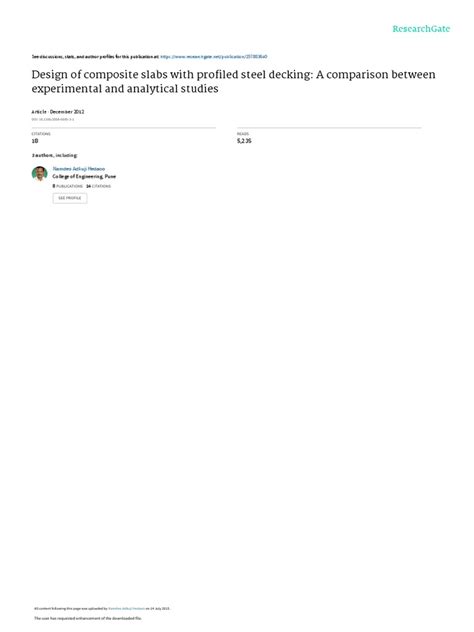 Design Of Composite Slabs With Profiled Steel Deck Pdf Pdf Strength Of Materials Fracture