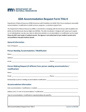 Fillable Online Ada Accommodation Request Form Title Ii Fax Email Print PdfFiller