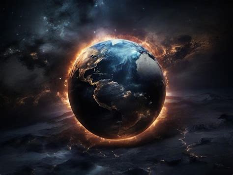 Premium Photo Earth Planet In Blue Gradient Style With Electric Power Button Hud Key Onoff