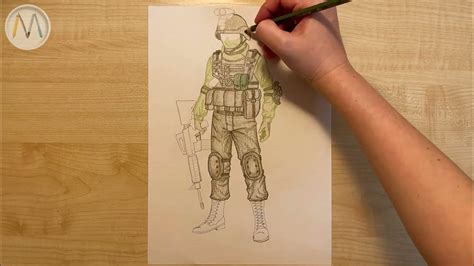 Как нарисовать солдата Soldier Drawing Youtube