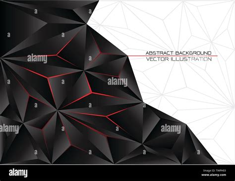 Abstract Black Triangle Polygon Red Light With White Gray Line Design Modern Futuristic