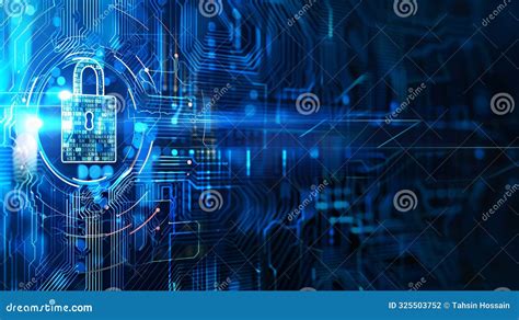 Lock With Circuit Pattern Concept Of Data Security Cybersecurity Cyber Defense Stock Image