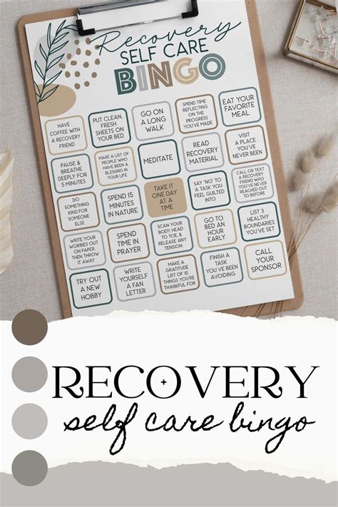 Recovery Self Care Bingo Cards Set