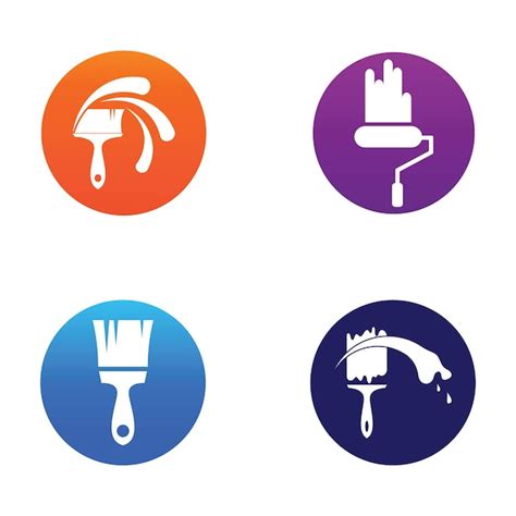 추상 벡터 페인팅 브러시 및 다채로운 페인트 스플래시 아이콘 엠블럼 로고 디자인 색상 대체 및 그레이스케일 버전 편집 가능한 Eps 형식 디자인 요소 예술 및 공예 개념