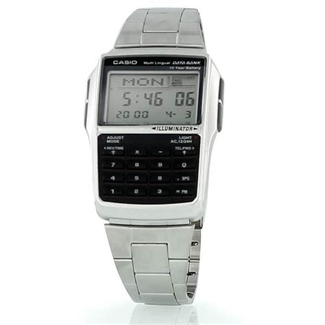 Silver Digital Watch W Databank Calculator Alarm And Light Dbc 32d 1a