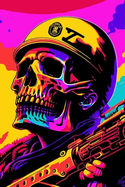 Premium Vector A Skeleton In A Military Uniform Drawn In A Tattoo Style