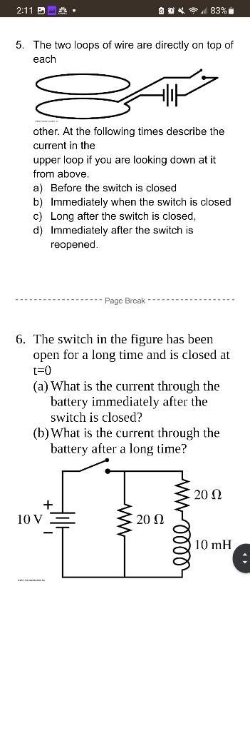 Solved The Two Loops Of Wire Are Directly On Top Of Each Chegg Com