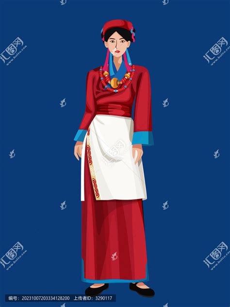 门巴族女孩人物插画矢量 人物素材 设计素材 设计模板 汇图网www huitu