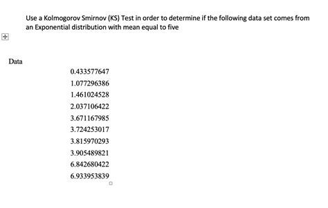 Solved Use A Kolmogorov Smirnov Ks Test In Order To