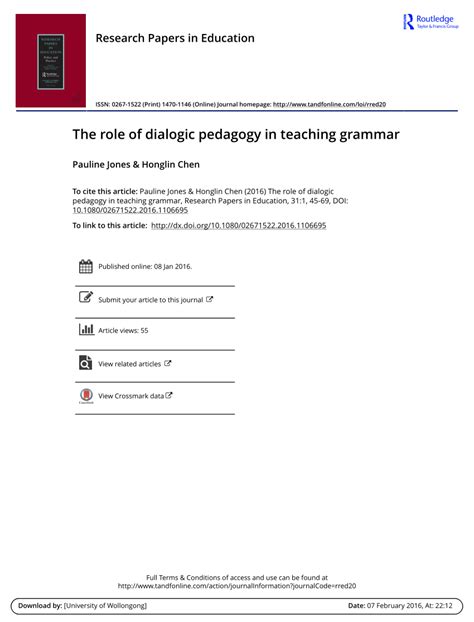 Pdf The Role Of Dialogic Pedagogy In Teaching Grammar