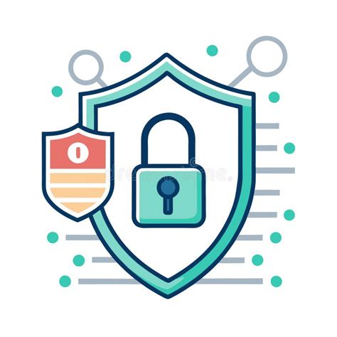 Shield With Padlock For Data Protection And Cybersecurity Vector Illustration Stock Vector