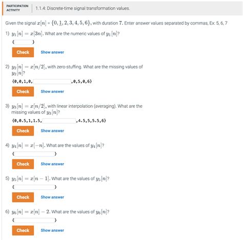 Solved PARTICIPATION ACTIVITY 1 1 3 Discrete Time Signal Chegg Com