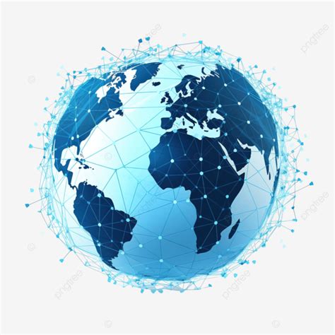 Modern Earth Globe With Network Grid And Particles Connected Isolated
