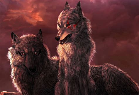 Black Alpha Wolf With Red Eyes