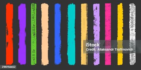 다채로운 브러시 스트로크 다양한 색상의 그런지 반점 페인트 줄무늬 세트 벡터 일러스트 레이 션 개체 그룹에 대한 스톡 벡터 아트 및 기타 이미지 Istock