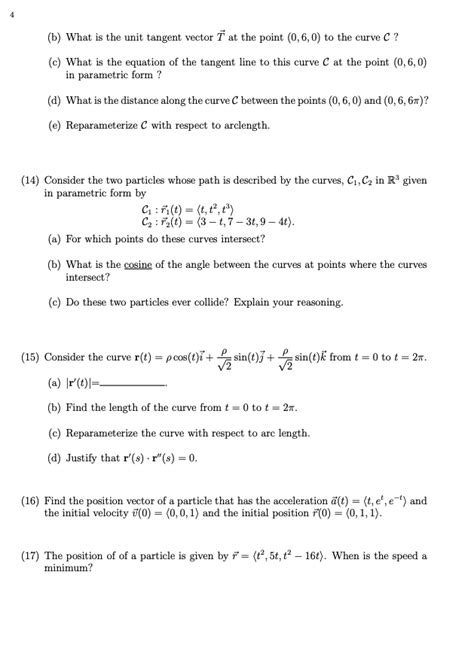Solved B What Is The Unit Tangent Vector T At The Point Chegg