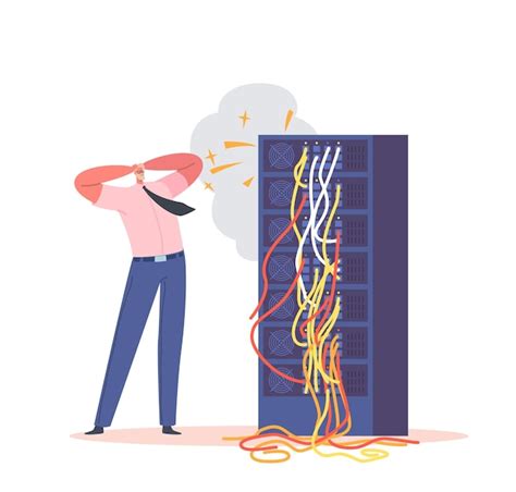 Premium Vector System Administrator Or Sysadmin Character Servicing Server Racks With Short