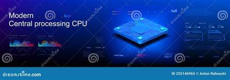 Futuristic Central Processing Unit For Computer On Modern Cyber
