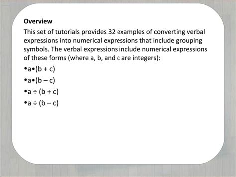 Tutorials The Language Of Math Numerical Expressions Grouping