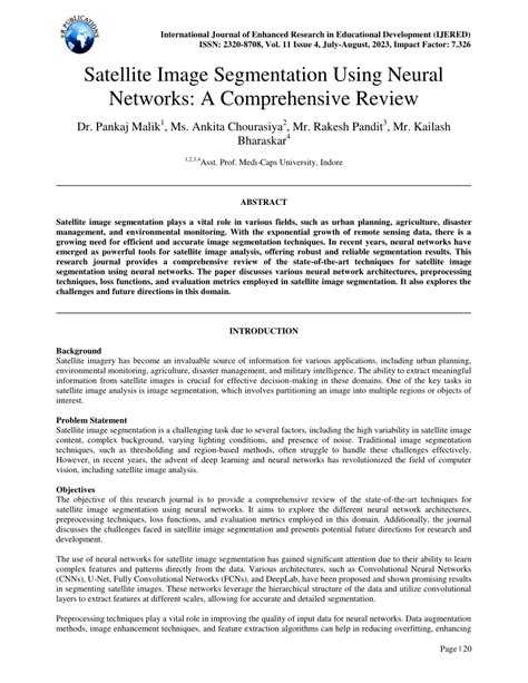 Pdf Satellite Image Segmentation Using Neural Networks A Comprehensive Review