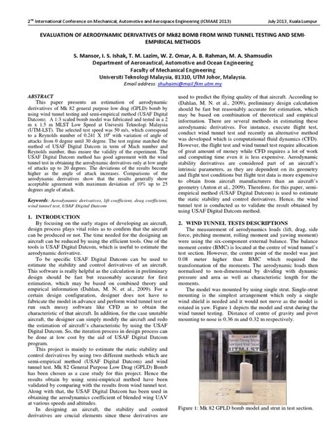 Evaluation Of Aerodynamic Derivatives Of Pdf Wind Tunnel Aircraft