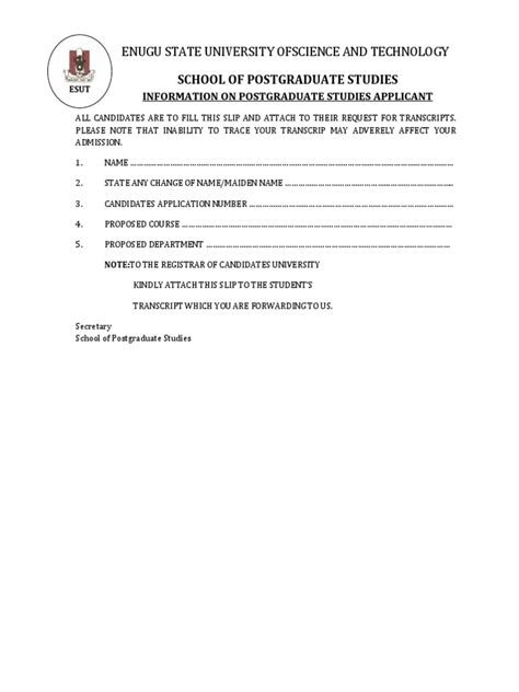Transcript Form Pdf
