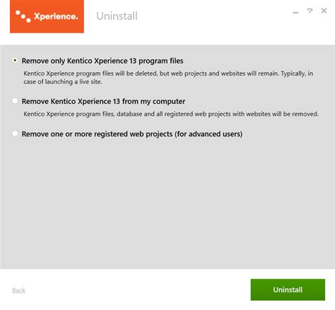 Uninstalling Xperience Kentico Xperience 13 Documentation