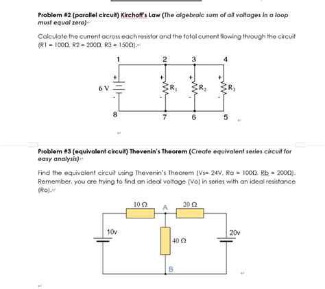 Solved Problem Parallel Circuit Kirchoff S Law The Chegg