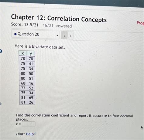 Here Is A Bivariate Data Set Find The Correlation