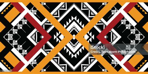 기하학적 민족 패턴입니다 나바호어 서양 미국 아프리카 아즈텍 모티브 전통적인 스타일 배경 벽지 의류 포장 바틱 패브릭 타일 및 인쇄물을 위한 디자인 벡터 그림입니다 부족