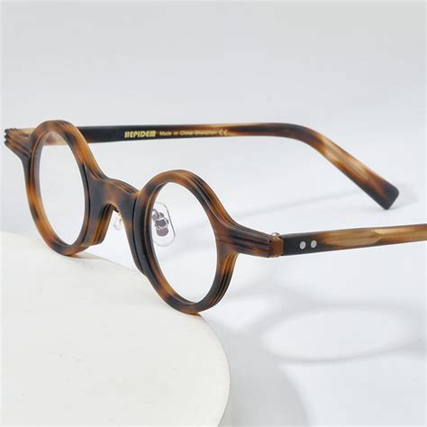 Hepidem Acetate Glasses Frame Men Retro Vintage Small Round Eyeglasses Spectacles Eyewear 9208