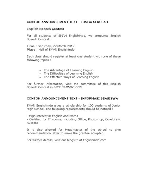 Contoh Announcement Text Pdf