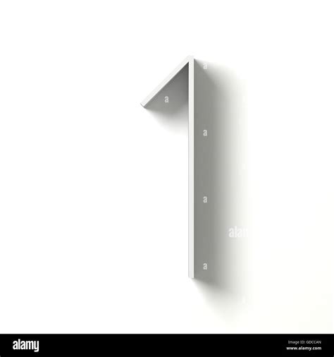 Long Shadow Digit Number One 1 3d Render Illustration Isolated On