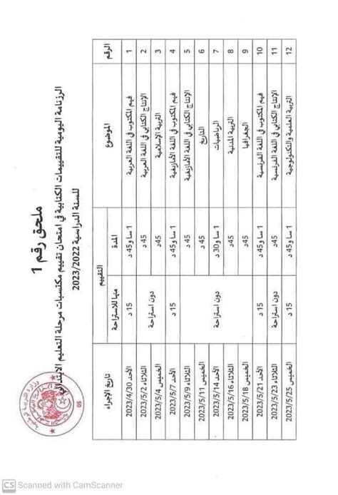 جديد امتحان تقييم مكتسبات مرحلة التعليم الابتدائي