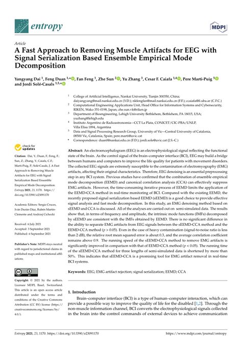 pdf a fast approach to removing muscle artifacts for eeg with signal serialization based