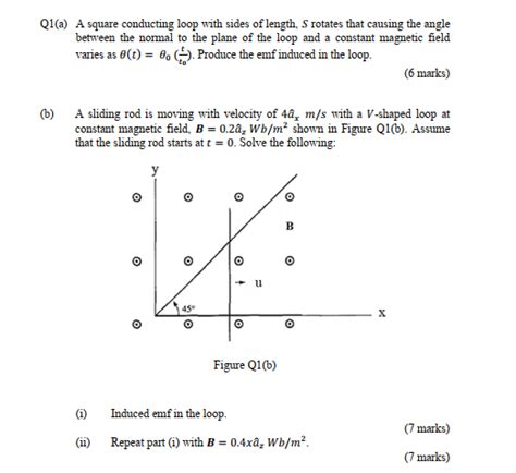 solved q1 a a square conducting loop with sides of length