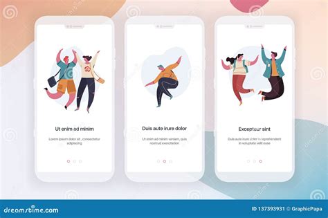 Dating Social Networks Communication Design Of Mobile Application Intro Screens Stock Vector