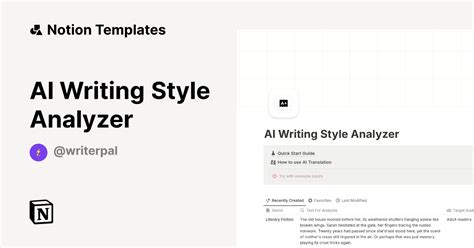 Ai Writing Style Analyzer Template Notion Marketplace