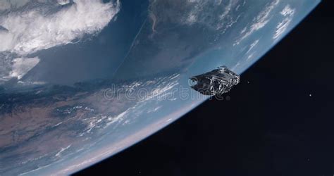 Futuristic Spaceship Warping Into Earth Orbit Stock Video Video Of Futuristic Space 255896843