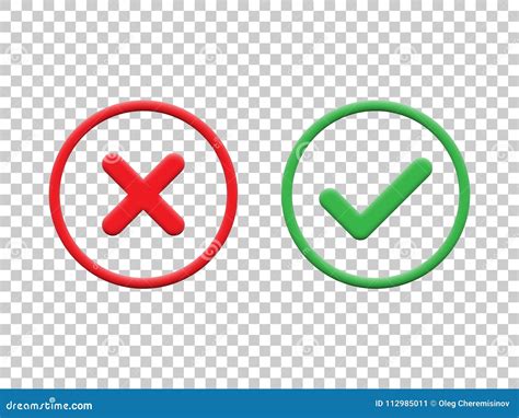 Red Cross And Green Tick Set For Web Sites Right And Wrong Signs