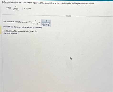Solved Differentiate The Function Then Find An Equation Of Chegg Com
